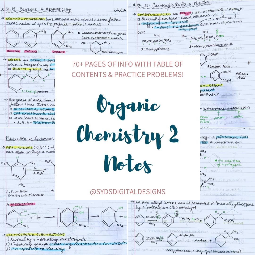 Organic Chemistry 2 Notes (70+ Pages With Practice Problems) - Etsy