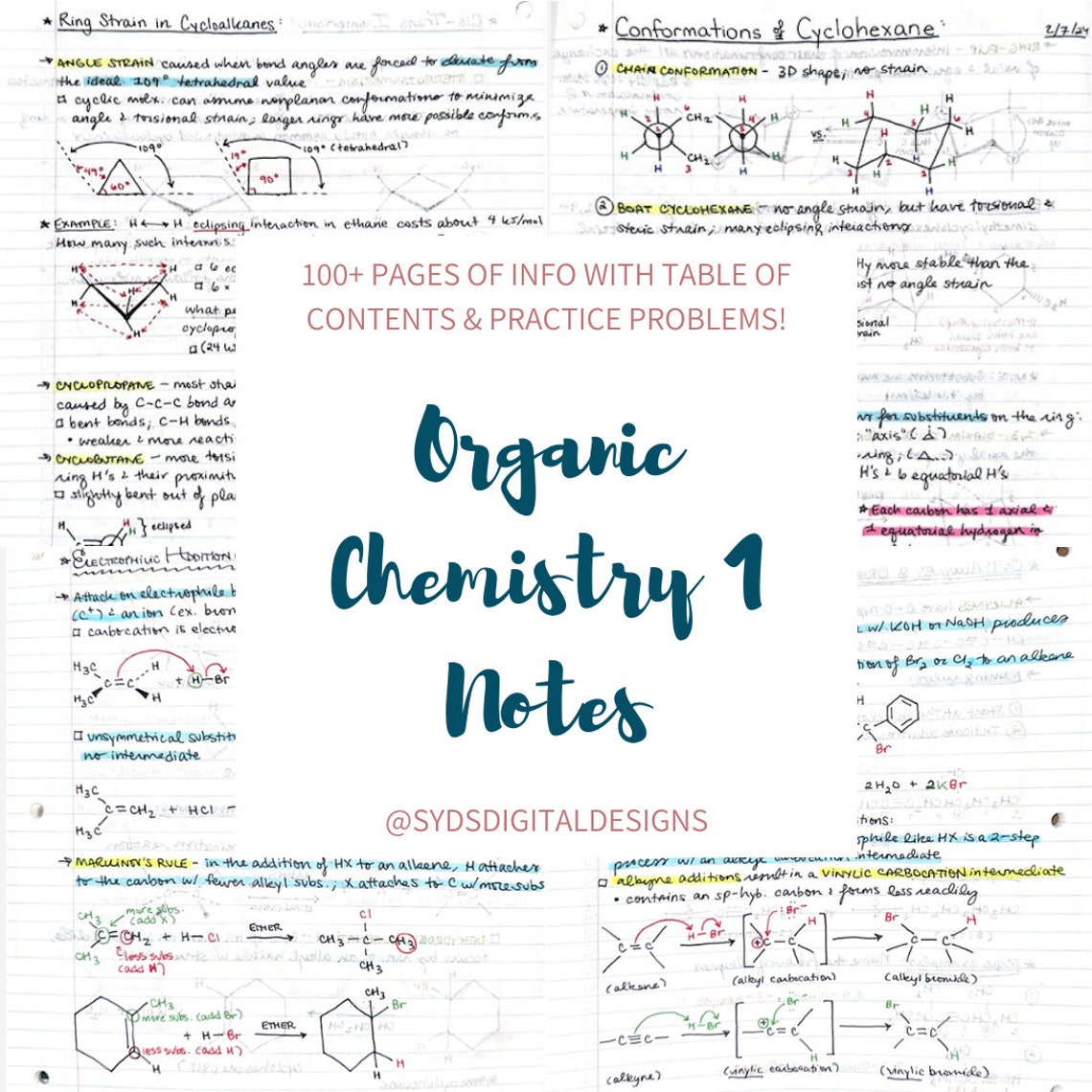 Organic Chemistry 1 Notes (100+ Pages With Practice Problems) - Etsy