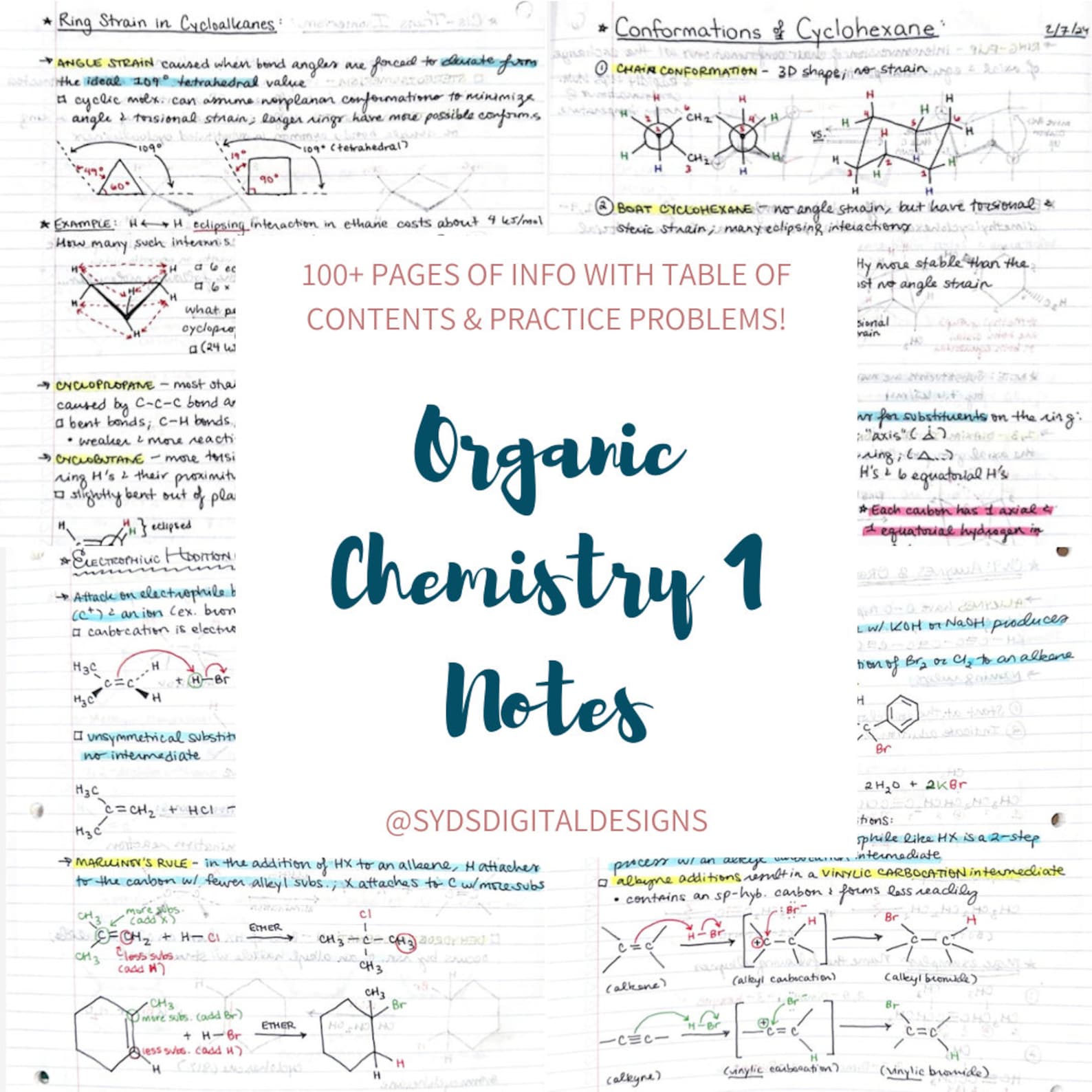 Organic Chemistry 1 Notes (100+ Pages With Practice Problems) - Etsy
