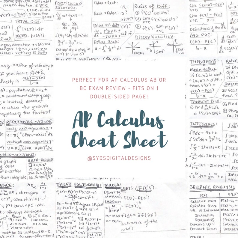 AP Calculus AB/BC Exam Study Guide - Etsy