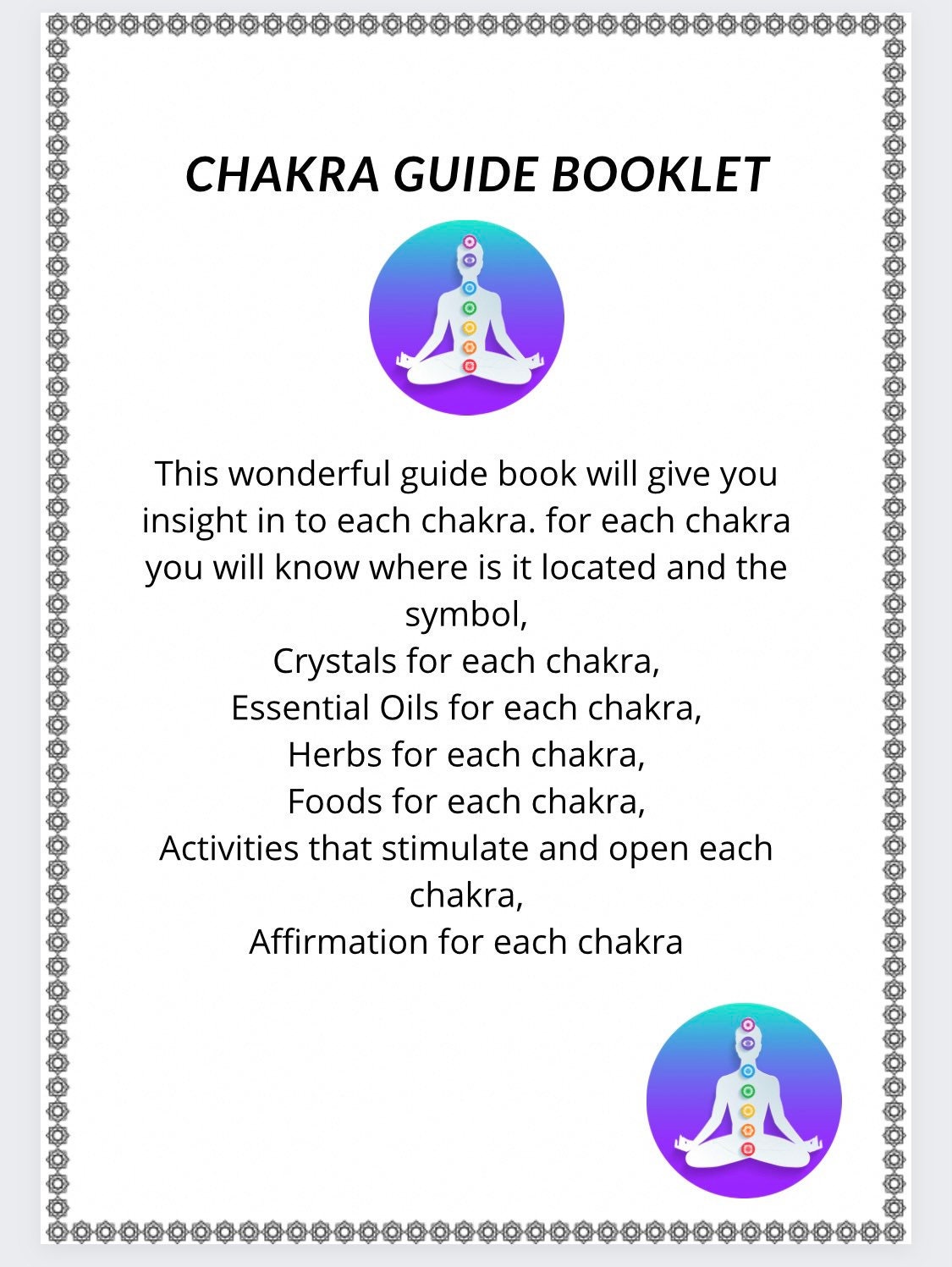 Chakra Guide Booklet PDF - Etsy