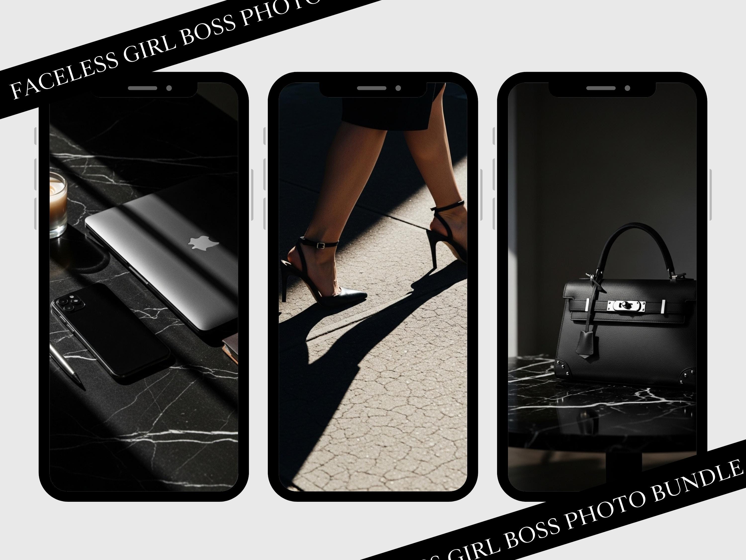 Dark Aesthetic Girl Boss Photo Bundle | Black Luxury Faceless Stock ...