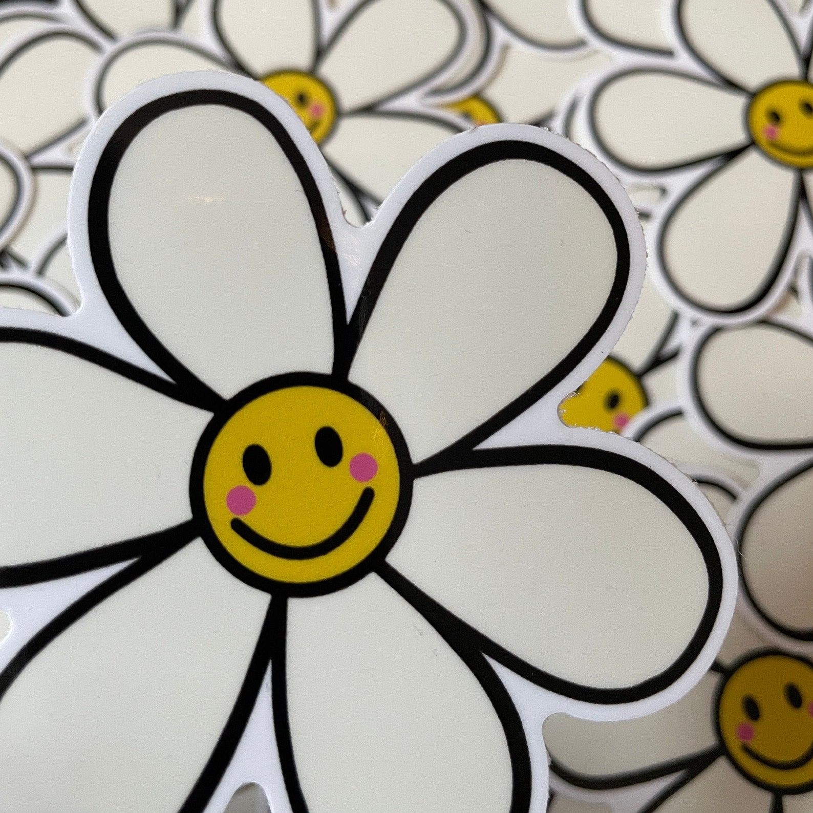 Smiley Daisy Sticker - Etsy