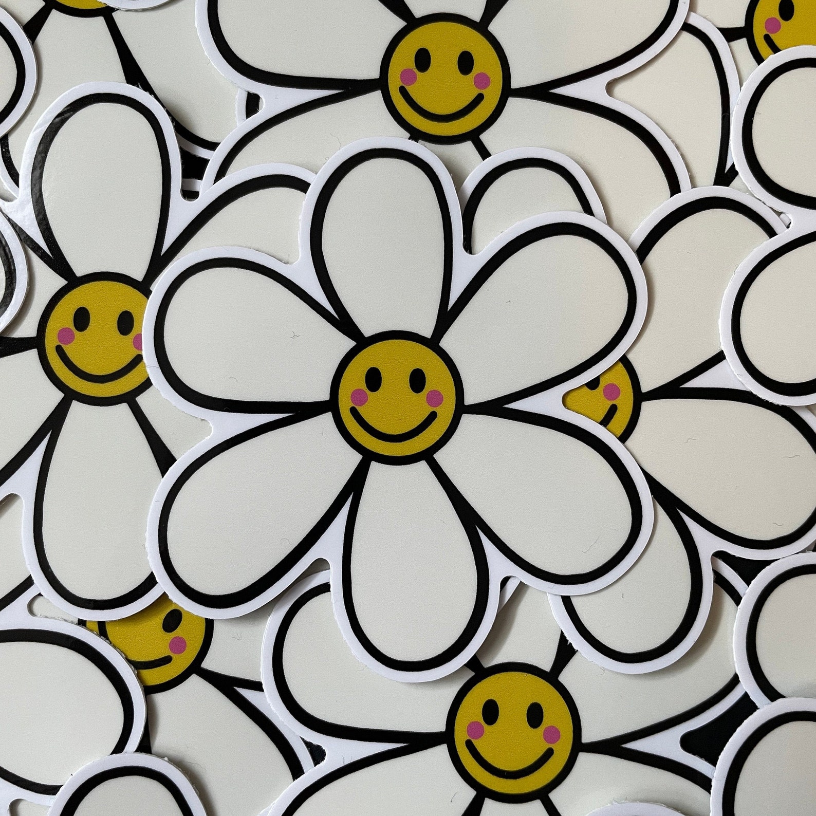 Smiley Daisy Sticker - Etsy