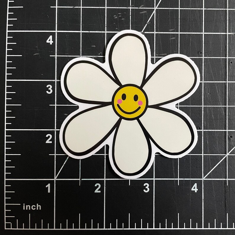 Smiley Daisy Sticker - Etsy
