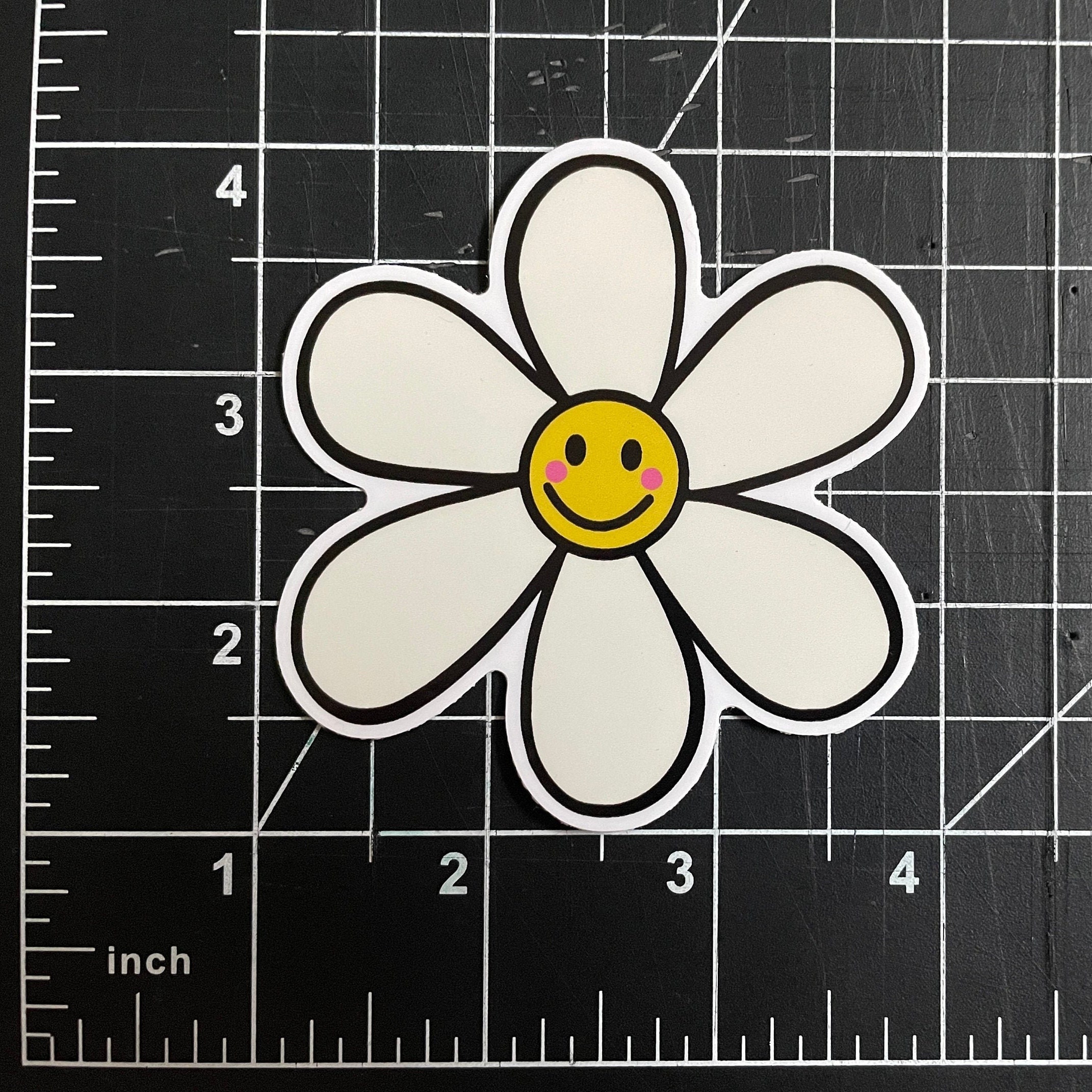Smiley Daisy Sticker - Etsy