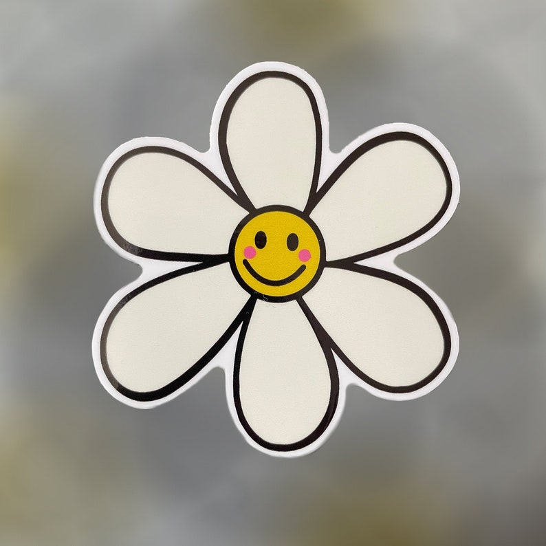 Smiley Daisy Sticker - Etsy