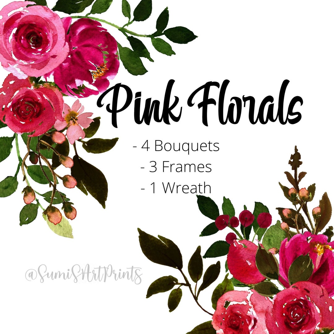 Pink Peony Pink Rose Clipart Png Flower Wreath Png Rose - Etsy