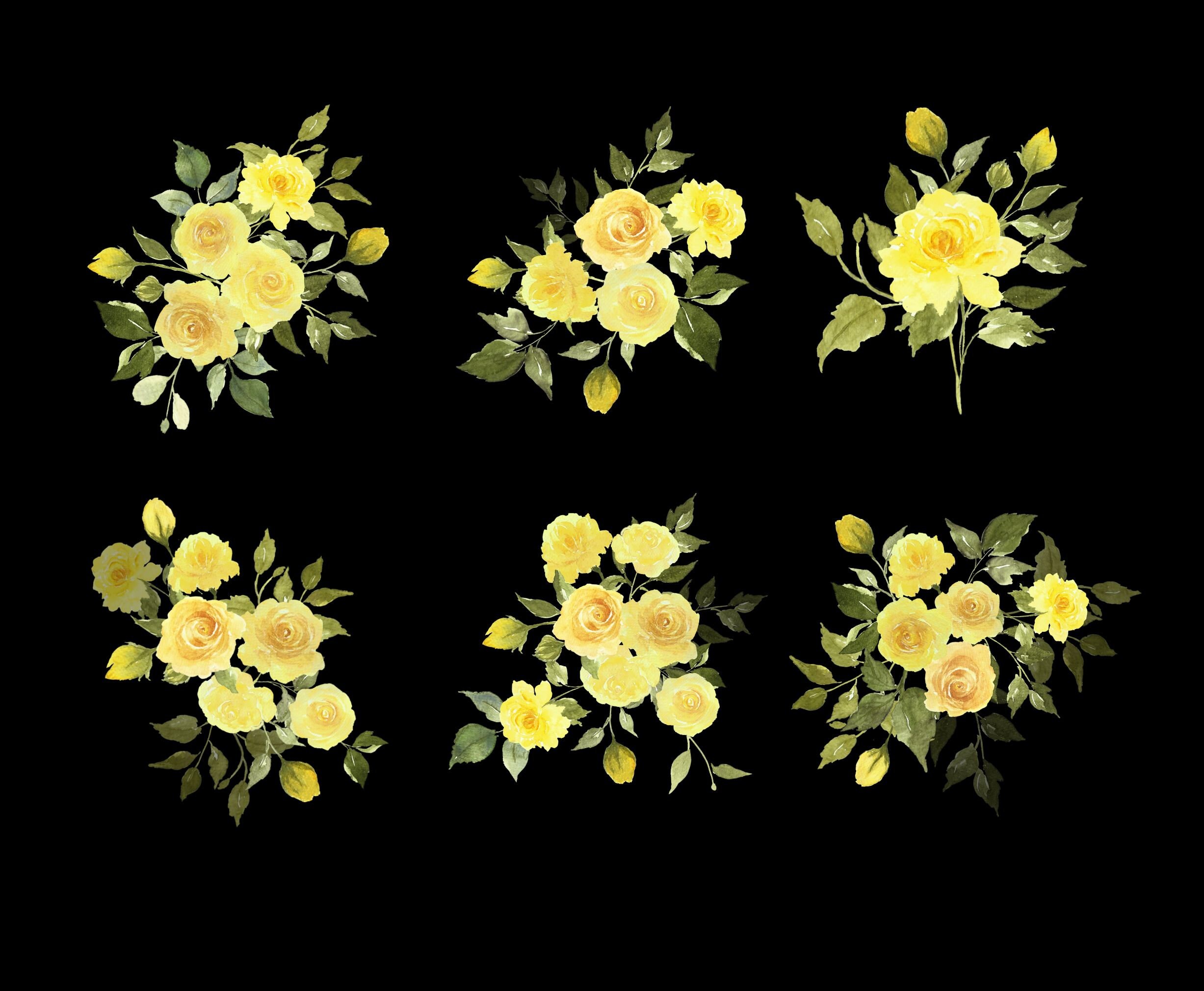 Watercolor Yellow Rose Clipart Yellow Flower Clipart Flower - Etsy