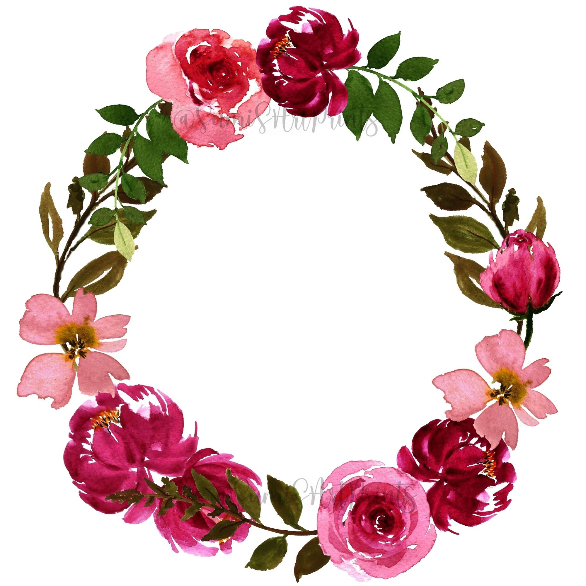 Pink Peony Pink Rose Clipart Png Flower Wreath Png Rose - Etsy