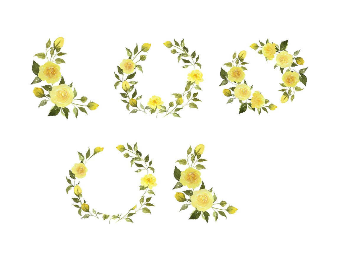 Watercolor Yellow Rose Clipart Yellow Flower Clipart Flower - Etsy