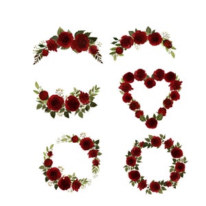 Watercolor Red Rose Clipart Valentine Red Heart Roses PNG - Etsy