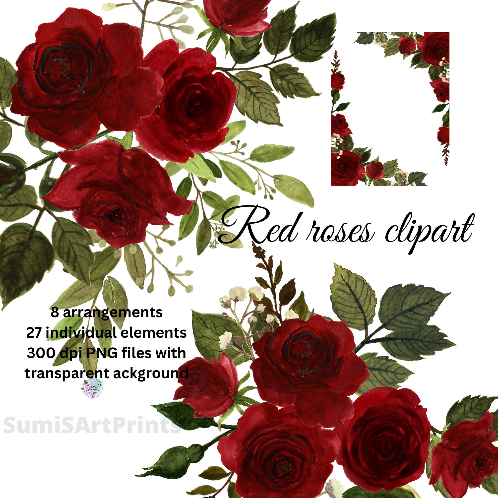 Red Roses Border Clip Art