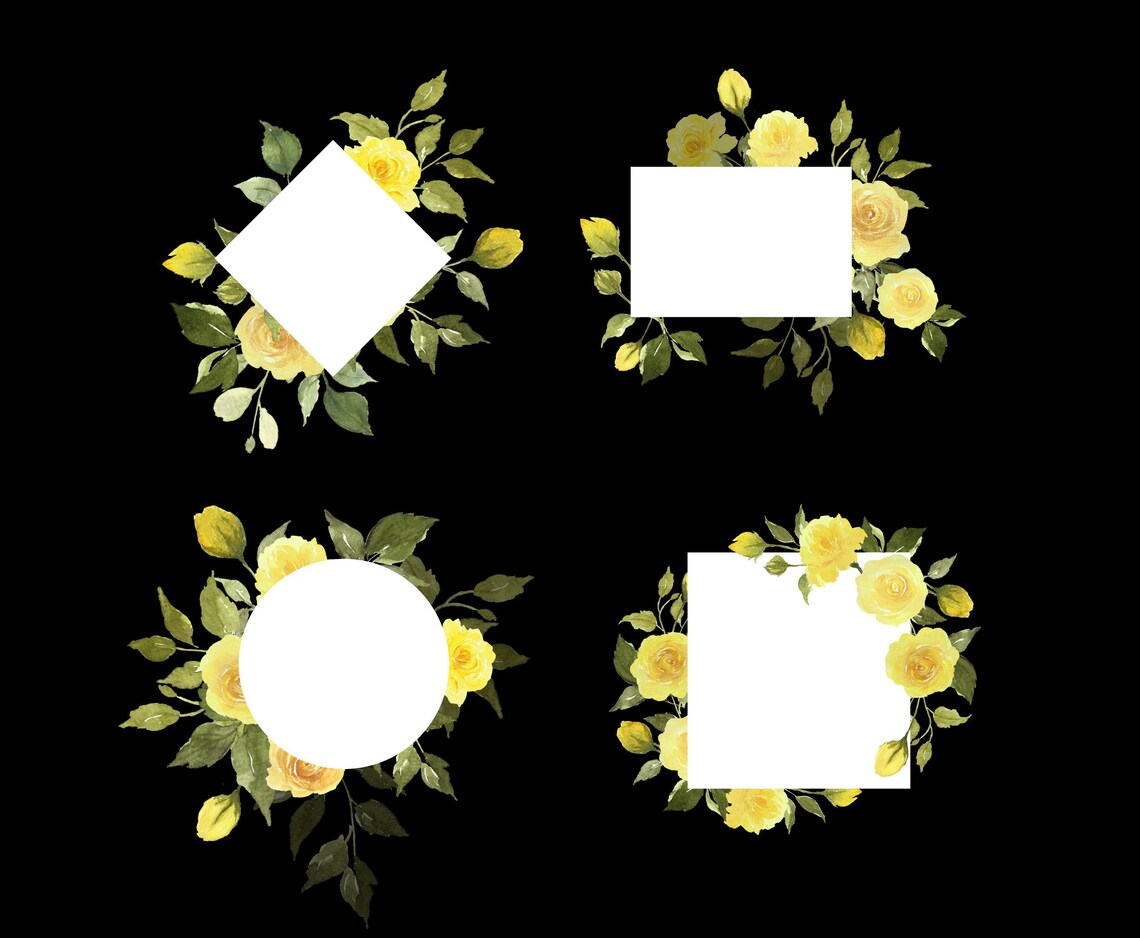 Watercolor Yellow Rose Clipart Yellow Flower Clipart Flower - Etsy