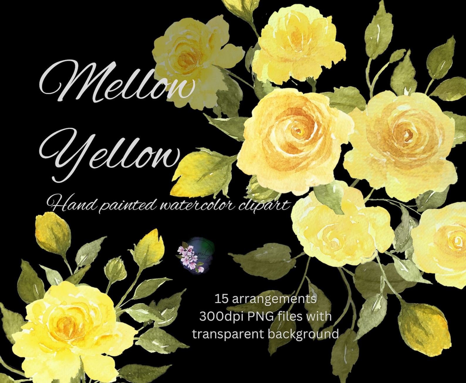 Watercolor Yellow Rose Clipart Yellow Flower Clipart Flower - Etsy