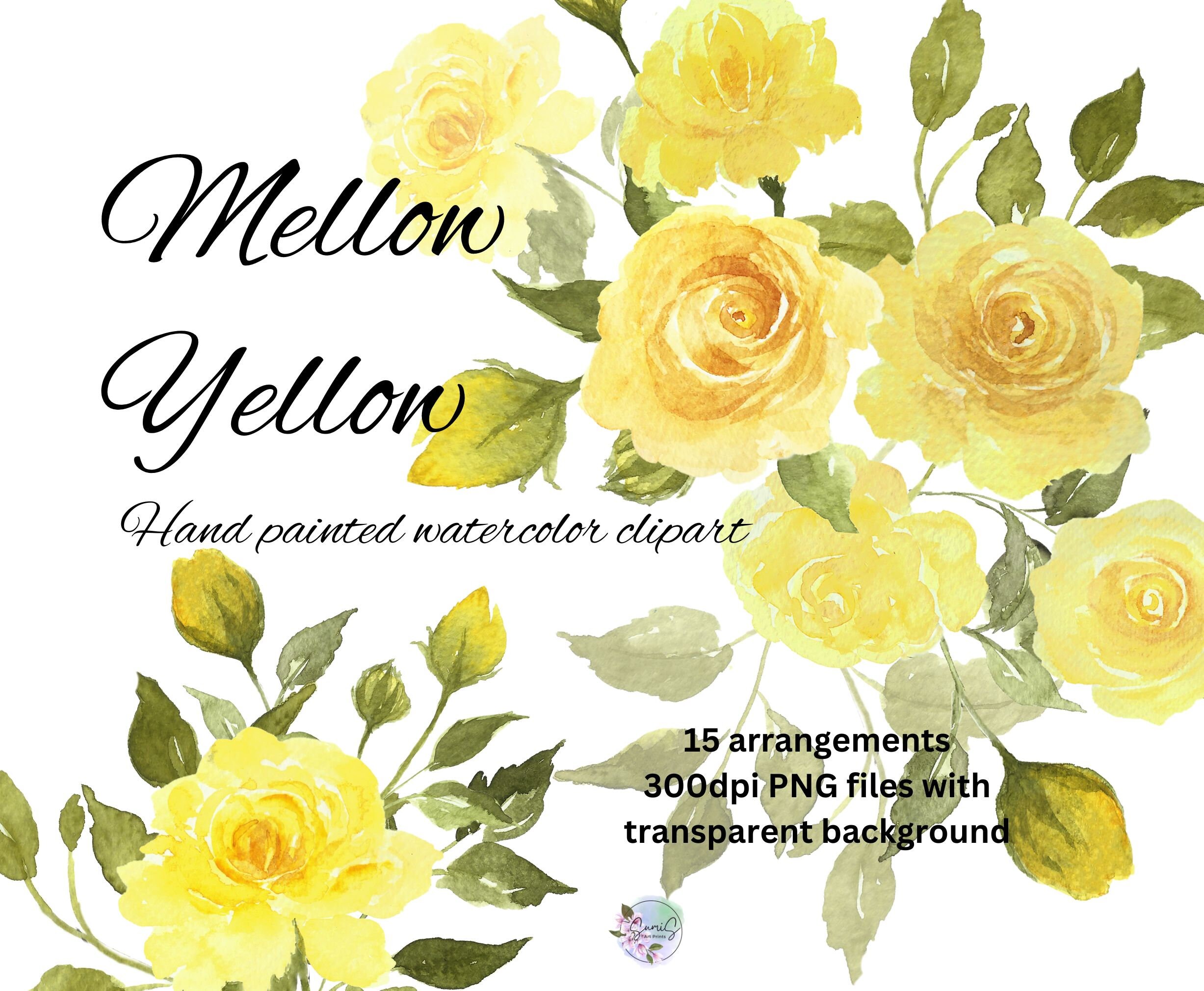 Watercolor Yellow Rose Clipart Yellow Flower Clipart Flower Wreath ...