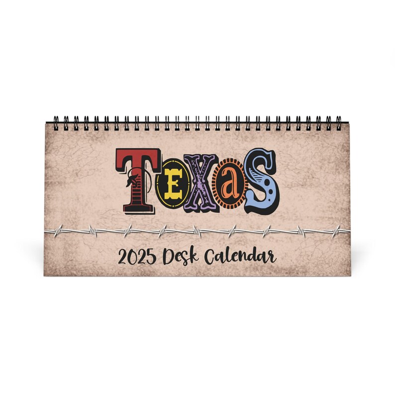 Texas Desktop Calendar Spiral Bound 2025 Calendar Texas Gift 2025 Desk ...