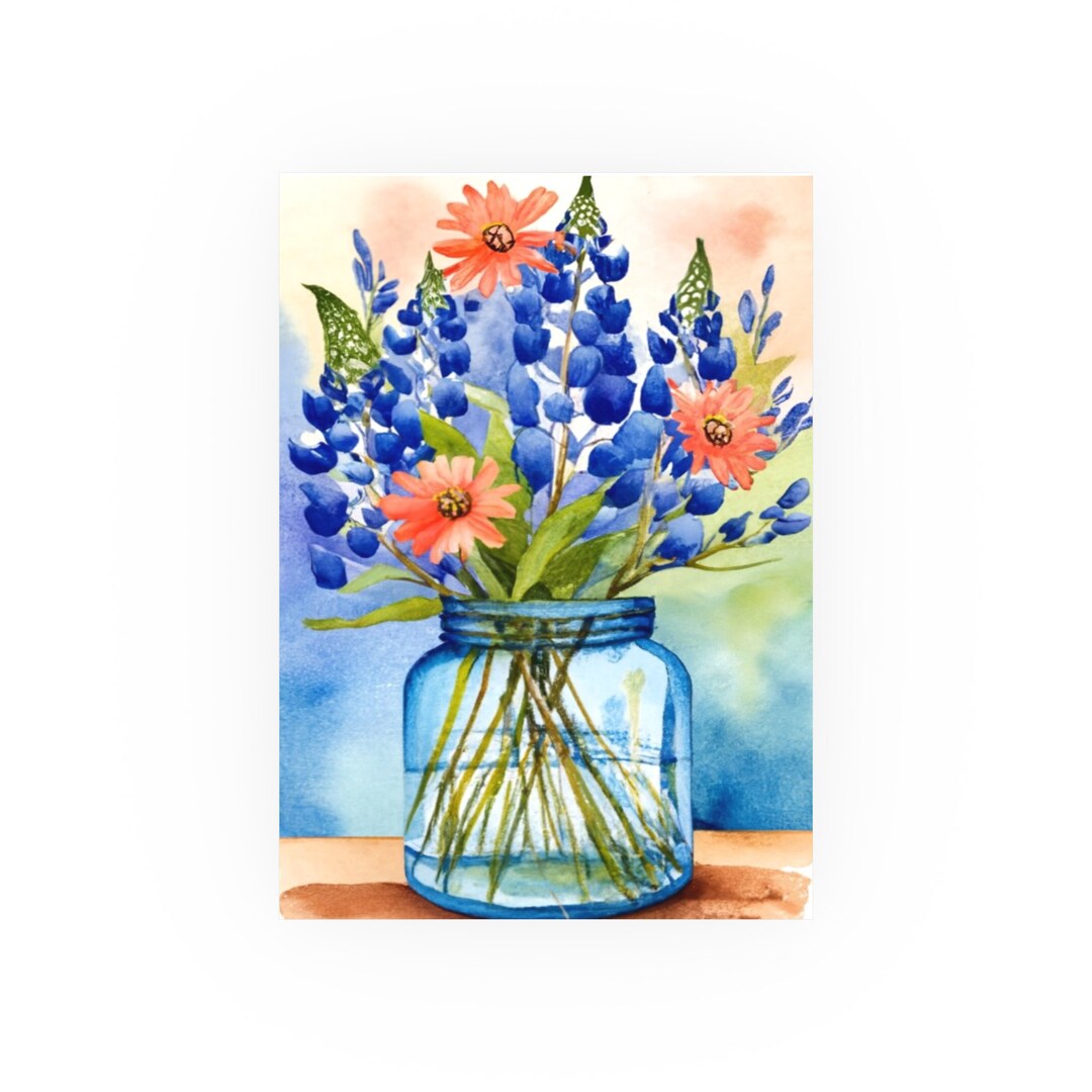 Bluebonnet Poster Texas Wildflower Poster Texas Print Bluebonnet Gift ...