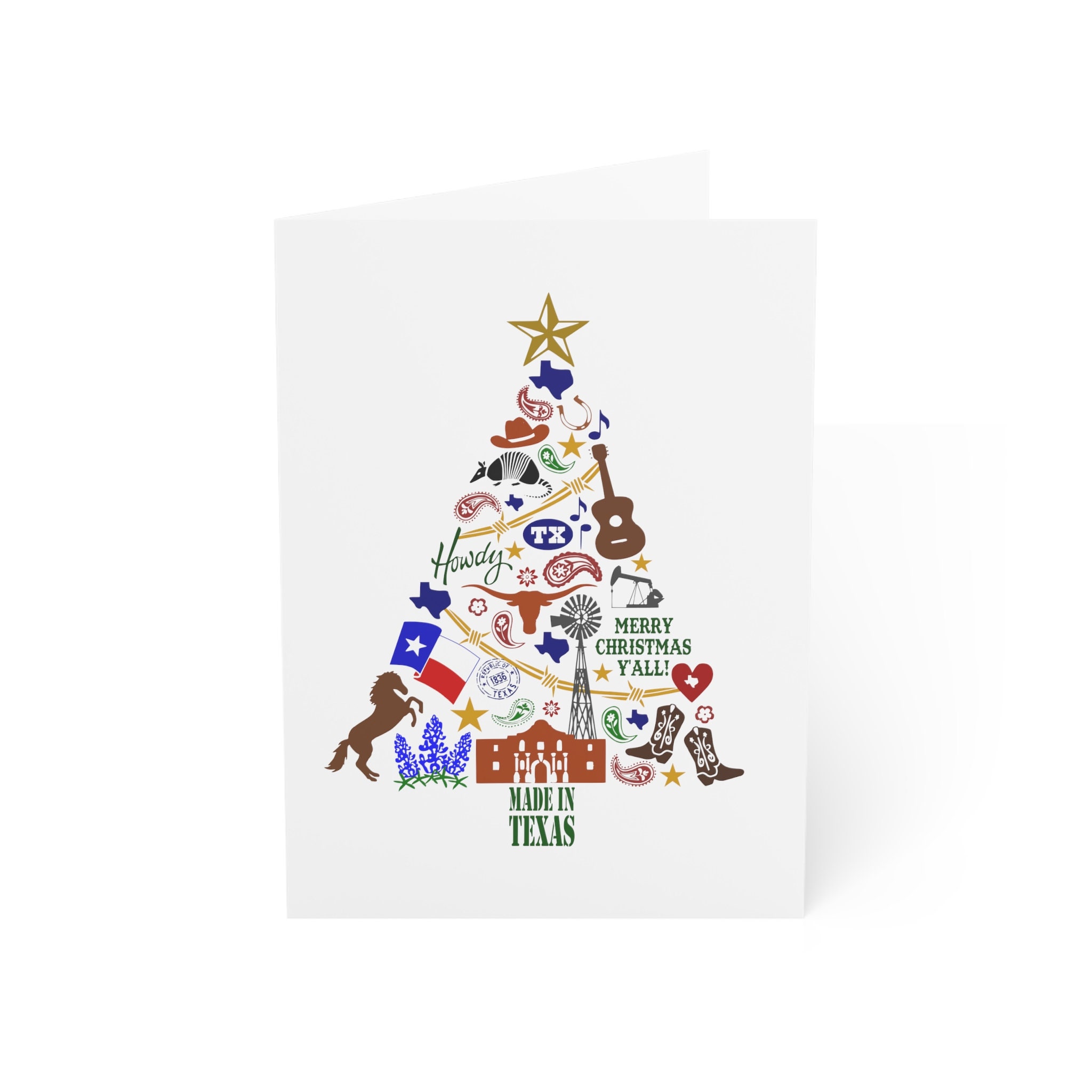 Texas Christmas Card Texas Holiday Tree Greeting Card Set Texas ...