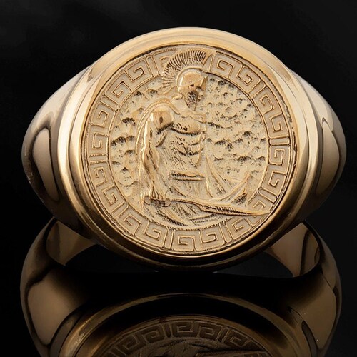 18K Gold Spartan Rings 14K Greek Warrior Rings Warrior Men - Etsy