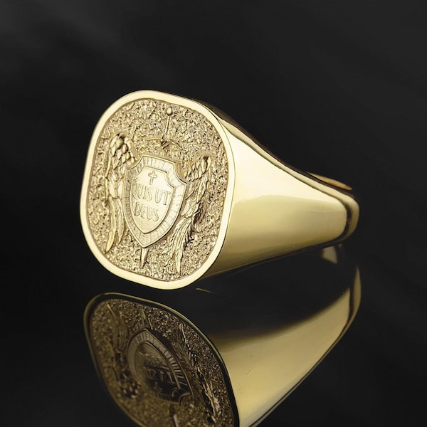 St Michael Gold Ring - Etsy