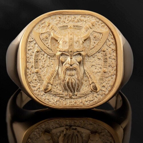 18K Gold Viking God Odin Ring Solid Gold War God Odin Rings - Etsy