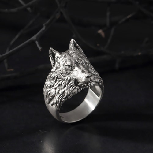 Wolf Head Men Ring Mens Silver Wolf Ring Men Wolf Jewelry | Etsy
