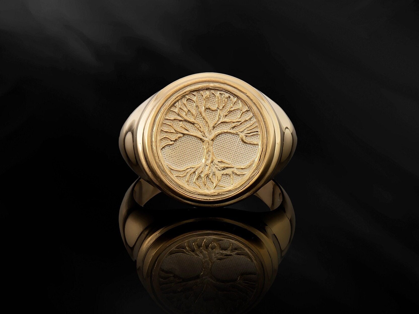 18K Gold Tree of Life Ring 14K Gold Family Tree Statement - Etsy