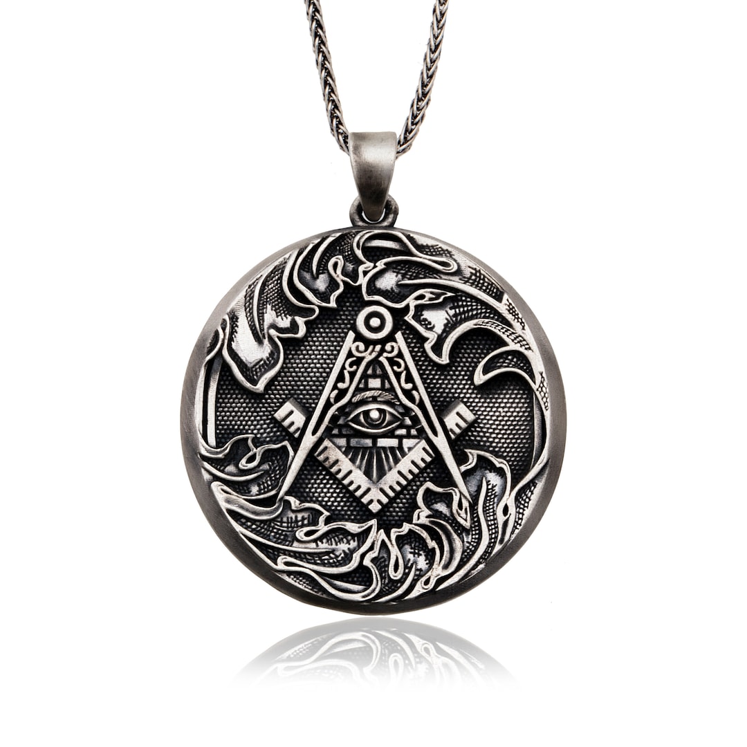 Master Mason Necklace, Freemason Pendant, Sterling Silver Mason Amulet ...