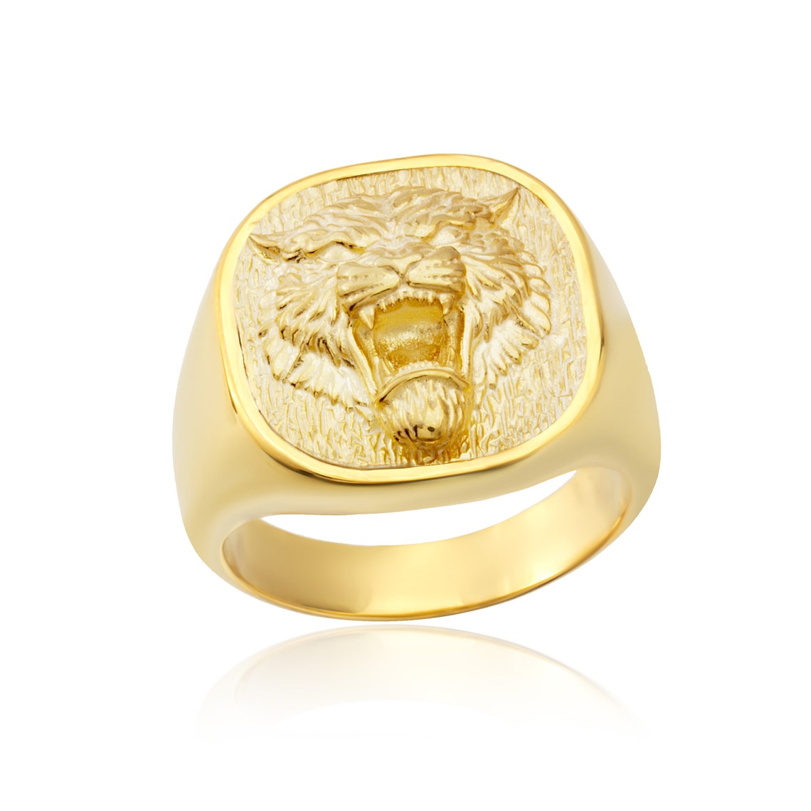 18K Gold Tiger Rings, 14K Gold Signet Animal Rings, 10K Tiger Head Ring ...