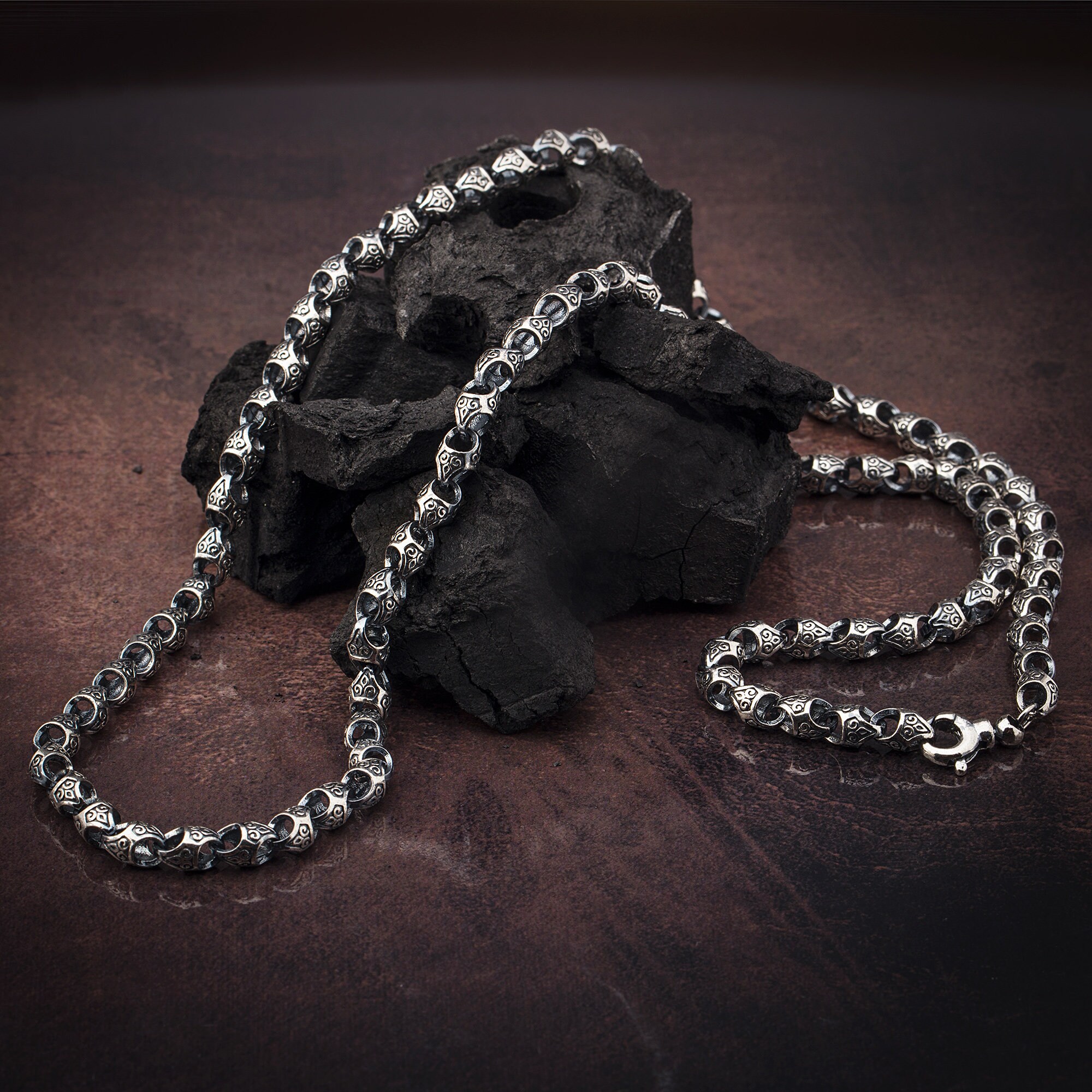 Byzantine Silver Chain Necklace Oxidized Sterling Silver - Etsy