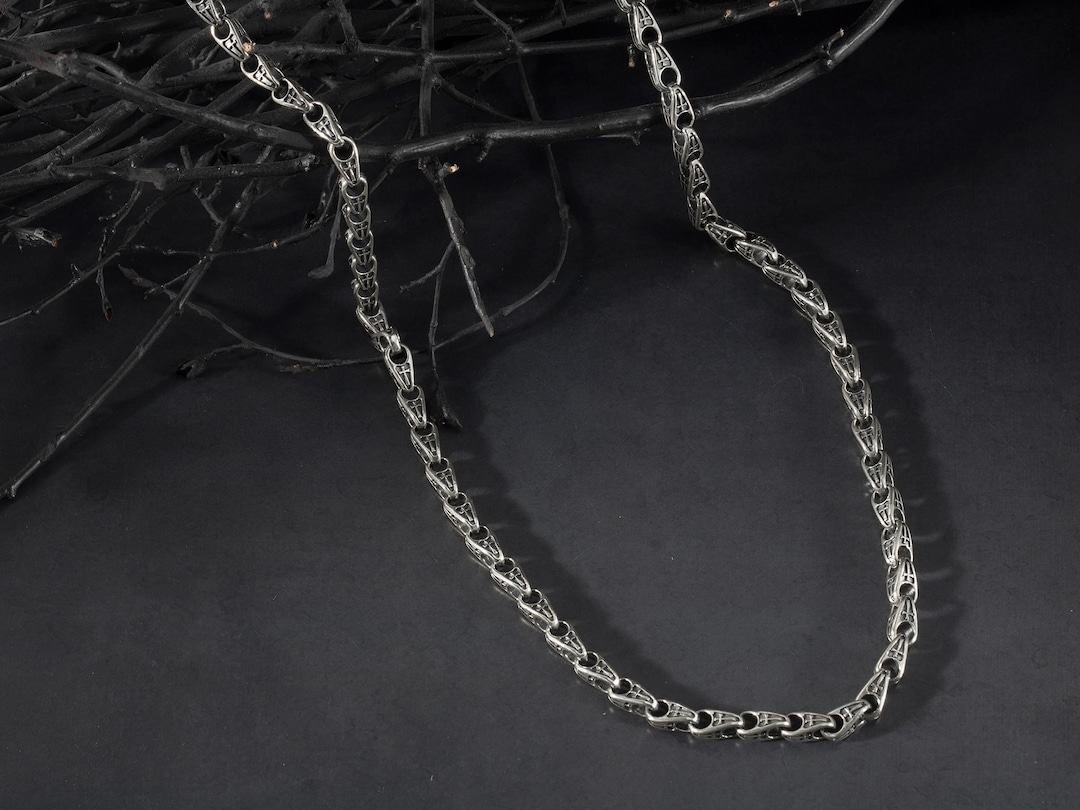 Cross Patterned Link Chain Necklaces, Sterling Silver Chain Necklace ...
