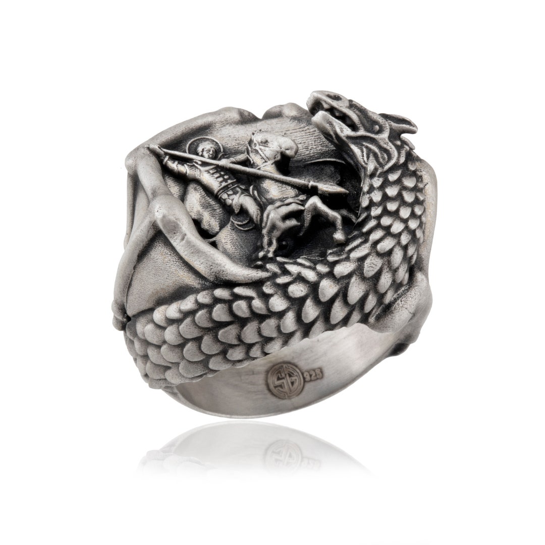 Sterling Silver Saint George Rings, Religious Jewelry for Men, St ...