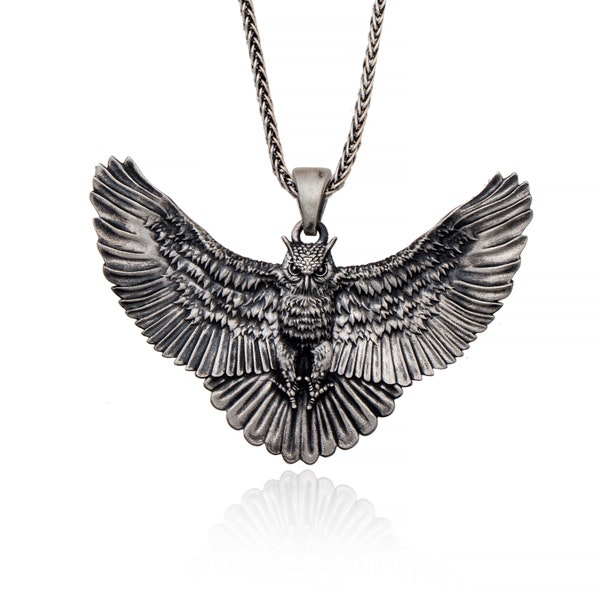 Silver Owl Necklace - Etsy