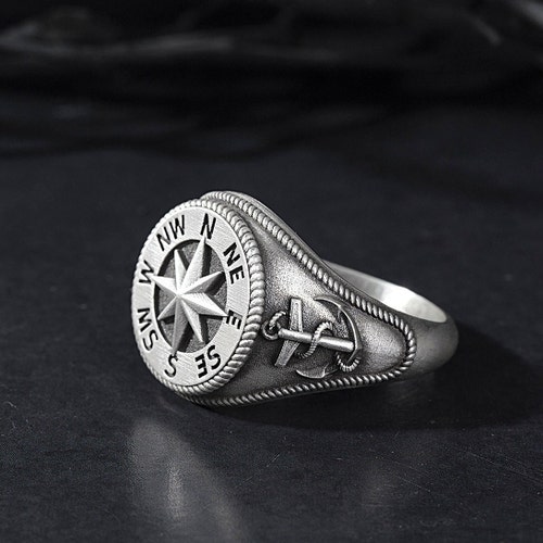 Anchor Nautical Ring STERLING SILVER 925 Ship Steering Wheel - Etsy
