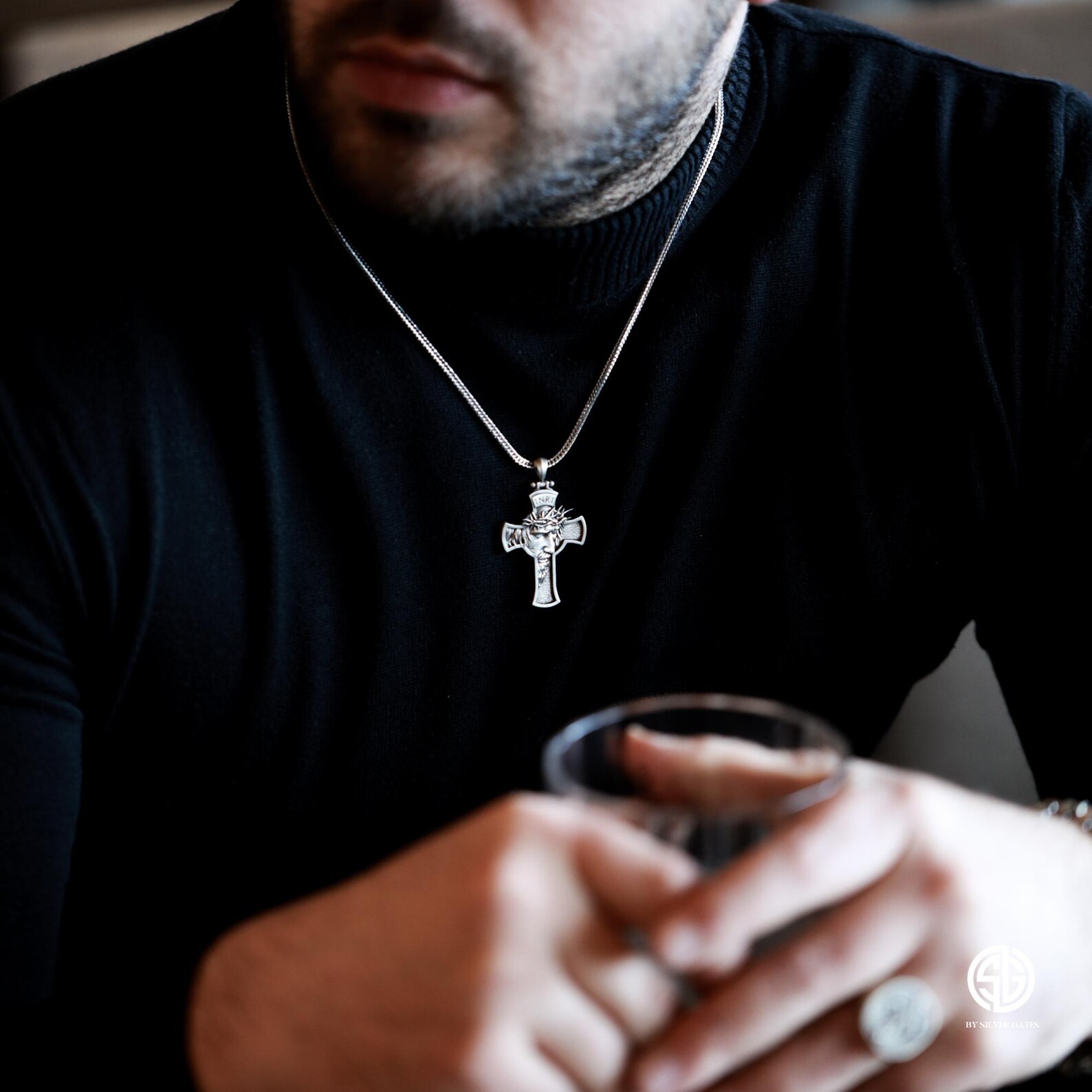 Sterling Silver Jesus Crucifix Cross Pendant Necklace, Religious ...