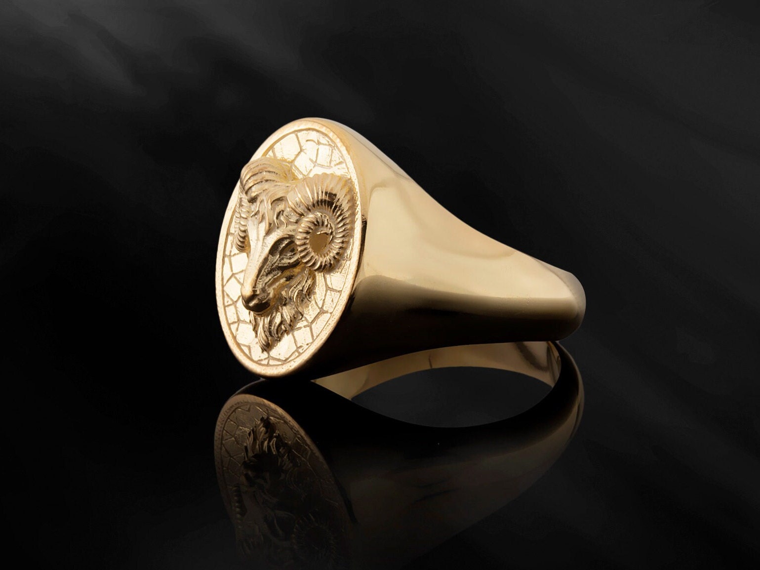 14K Gold Ram Ring for Men Men's Gold Statement Rings 18K - Etsy