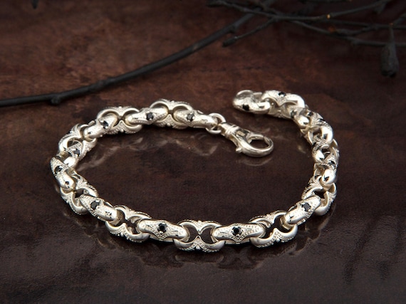 Sterling Silver Chunky Bracelet Byzantine Chains Silver | Etsy