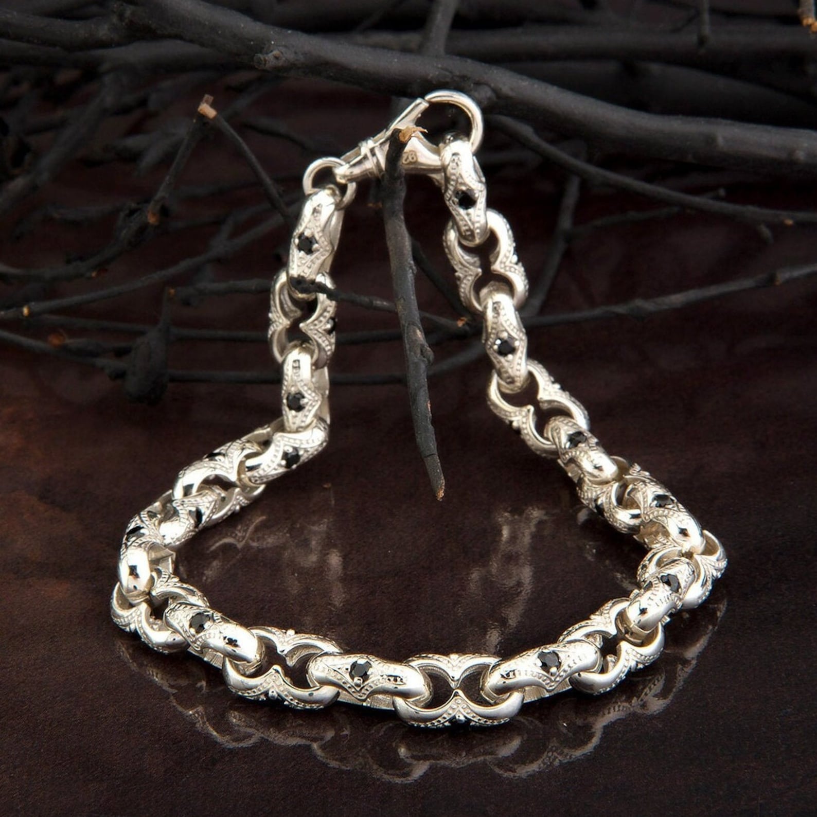 Sterling Silver Chunky Bracelet Byzantine Chains Men's - Etsy