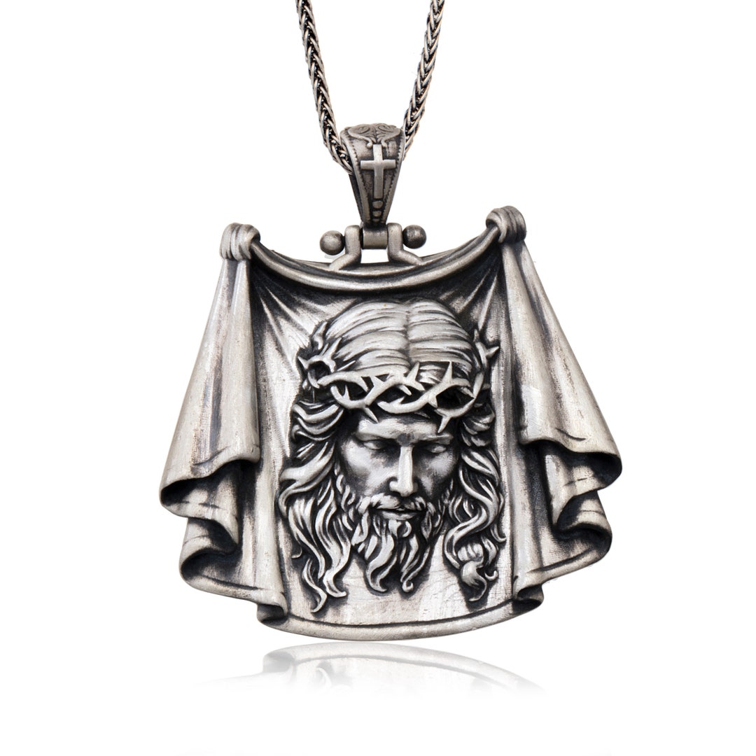 Sterling Silver Jesus Necklace for Men, Jesus Savior Pendant for Women ...