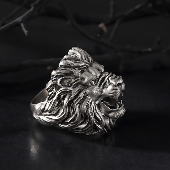 Silver Lion Rings African Wild Lion Ring Statement Rings for - Etsy