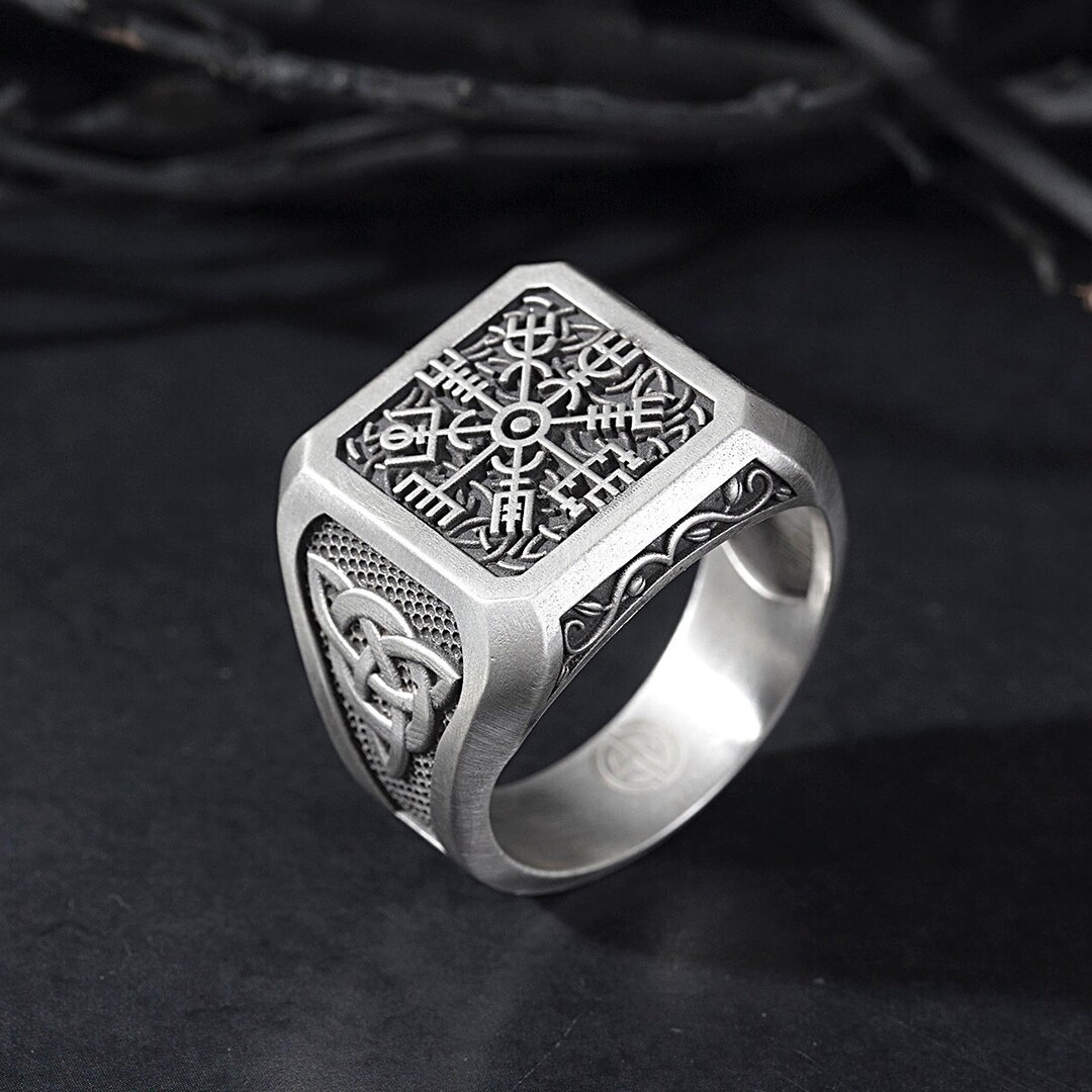 Men's Silver Compass Rings Viking Compass Ring Vegvisir - Etsy