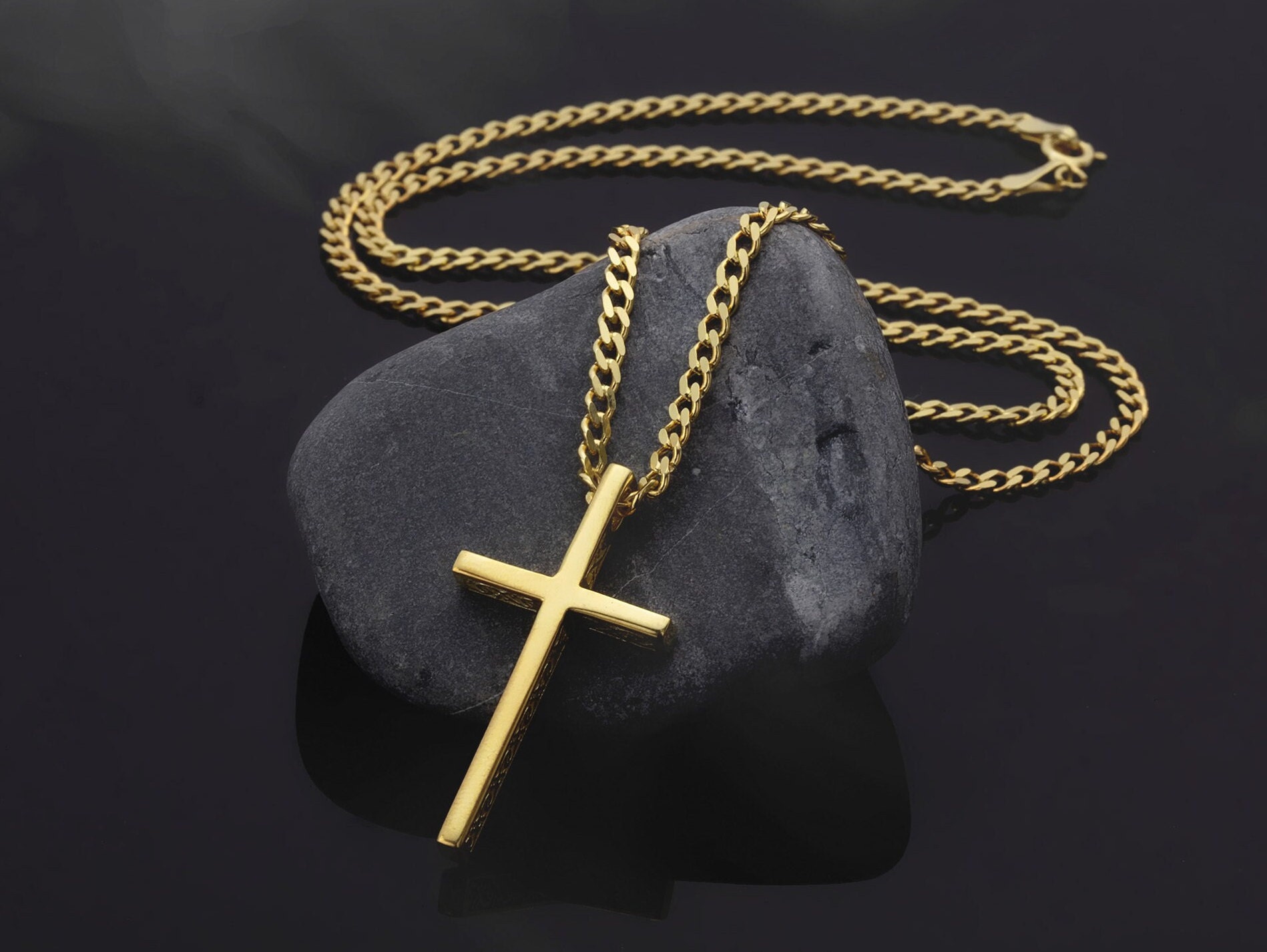 18K Solid Gold Byzantine Patterned Cross Pendant Unisex 14K - Etsy