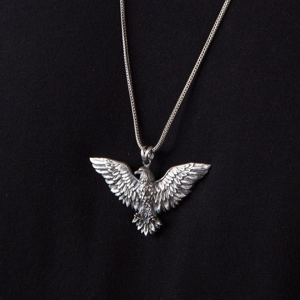Eagle Necklace, Necklace for Men's, Silver Eagle Pendant, Gift for Dad ...