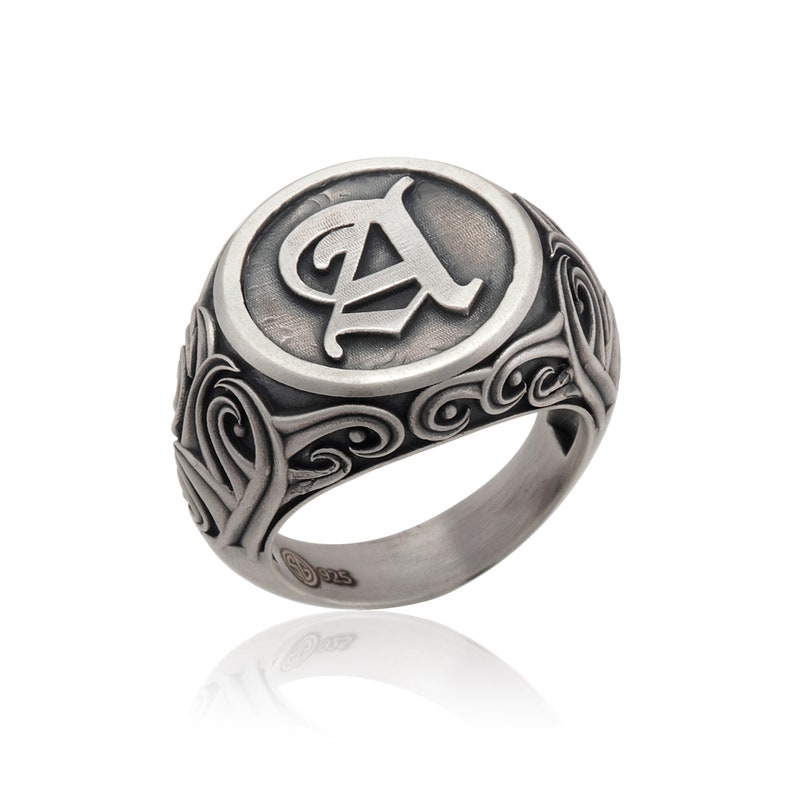 Initial Letter Men Rings Men's Wedding Ring Family - Etsy