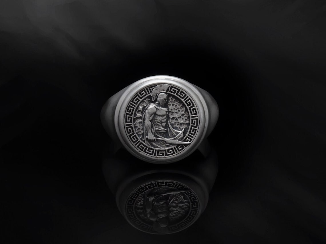 Silver Greek Warrior Ring Spartan Leonidas Ring Statement | Etsy