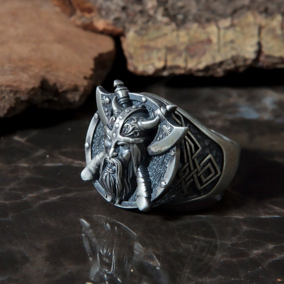 Viking God Odin Silver Ring Scandinavian Warrior Ring Nordic | Etsy