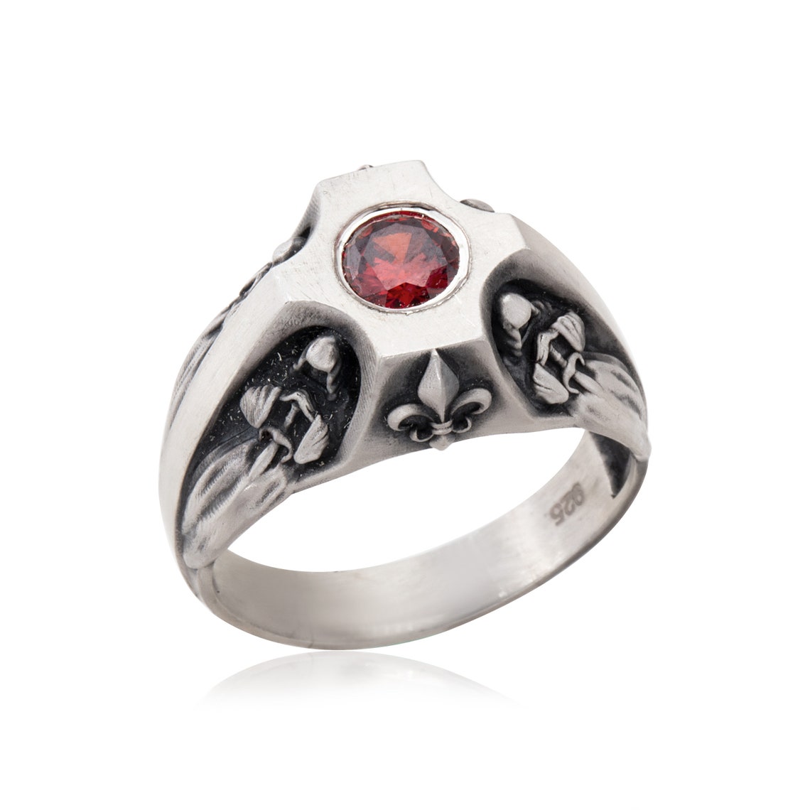 Templar Knight Silver Ring Signet Rings Christian Rings - Etsy