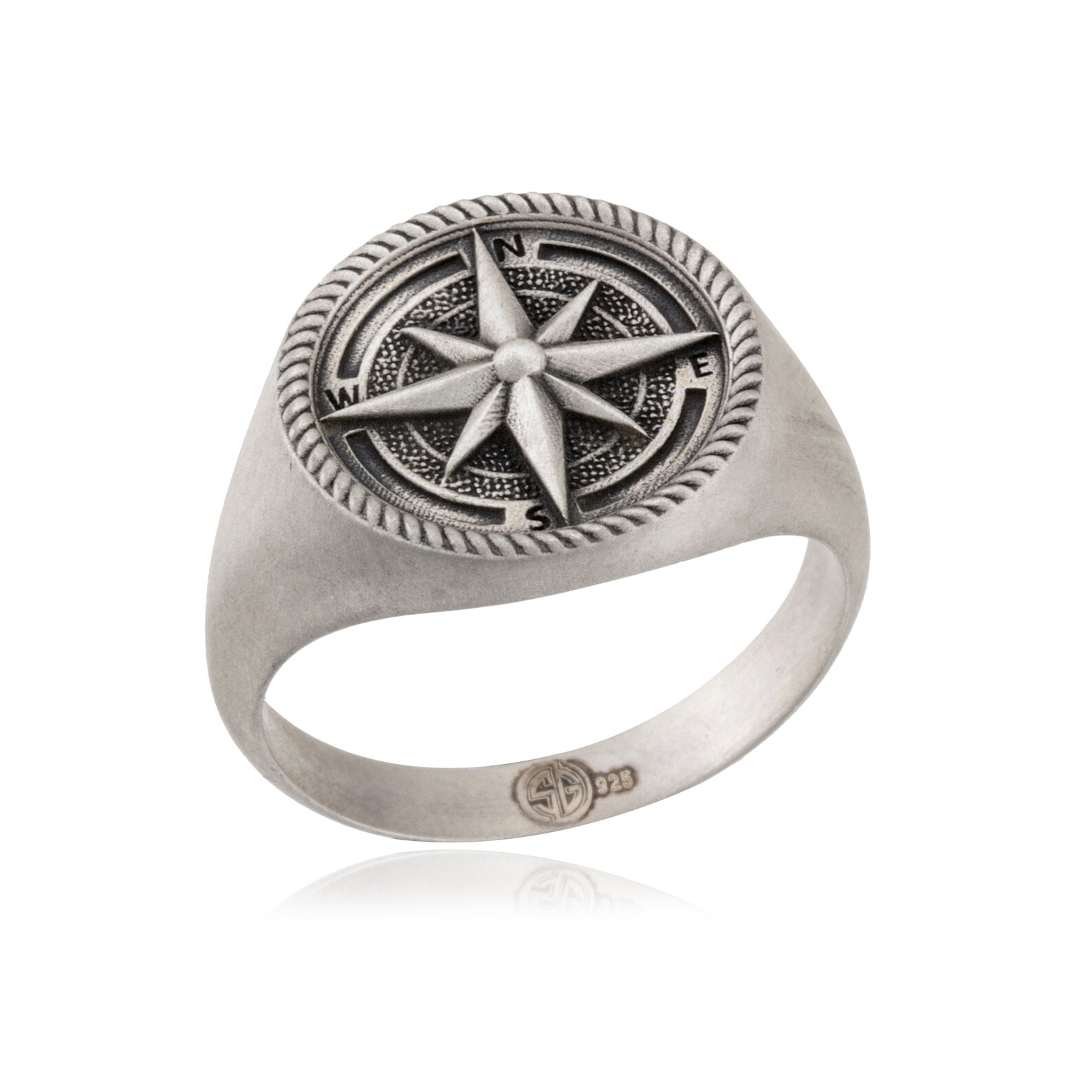 Sterling Silver Compass Rings for Men, Nautical Compass Ring, Gift for ...