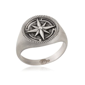 Sterling Silver Compass Rings for Men, Nautical Compass Ring, Gift for Boyfriends, Silver ...